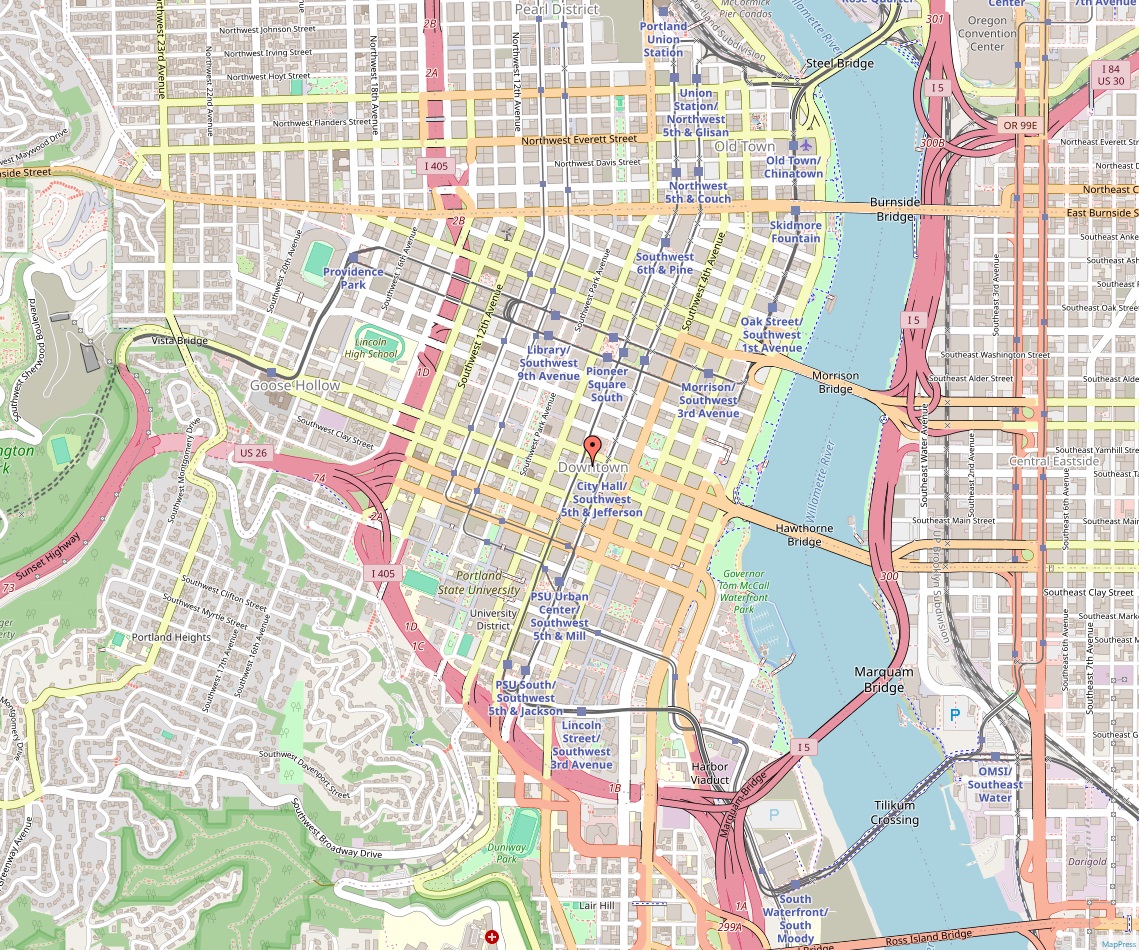 Portland City Street Map Maps Of Downtown Portland Oregon